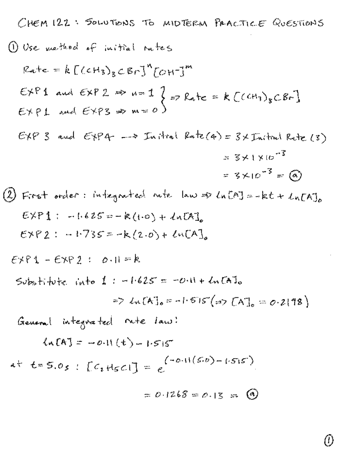 Midterm multichoice practice questions solutions Spring 2023 - CHEM 122 ...