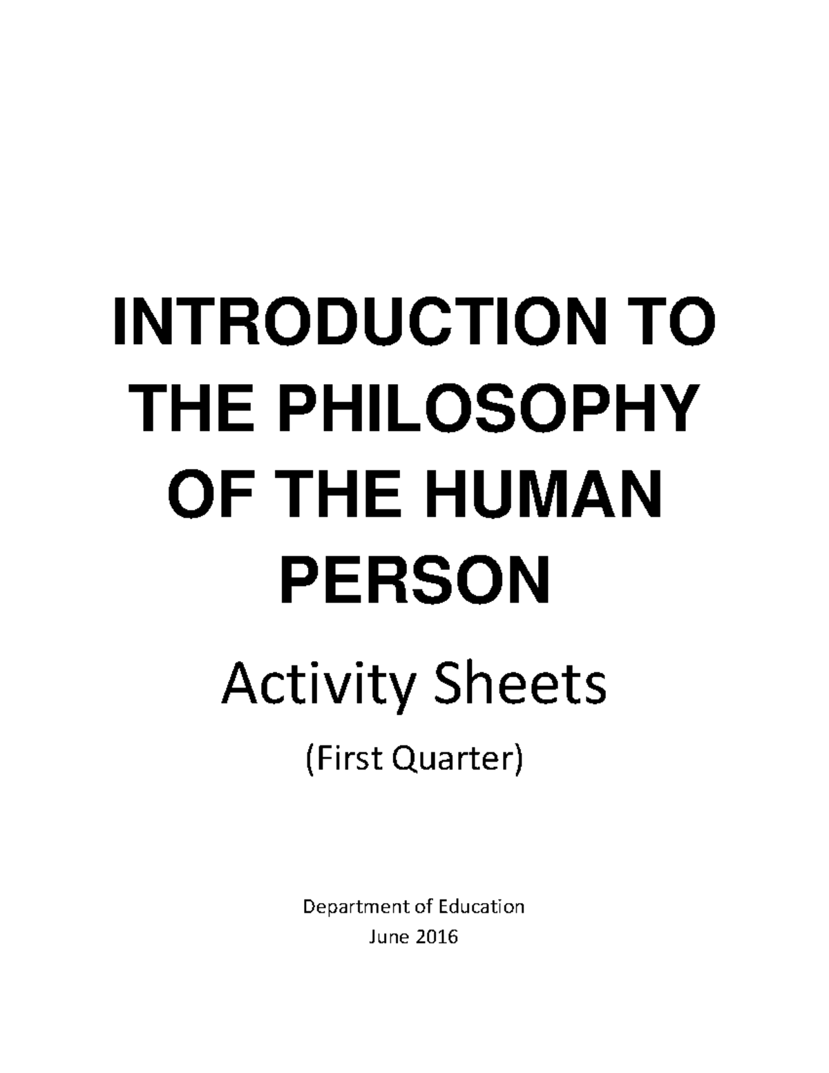 11 Intro to Philo AS v1 - INTRODUCTION TO THE PHILOSOPHY OF THE HUMAN ...