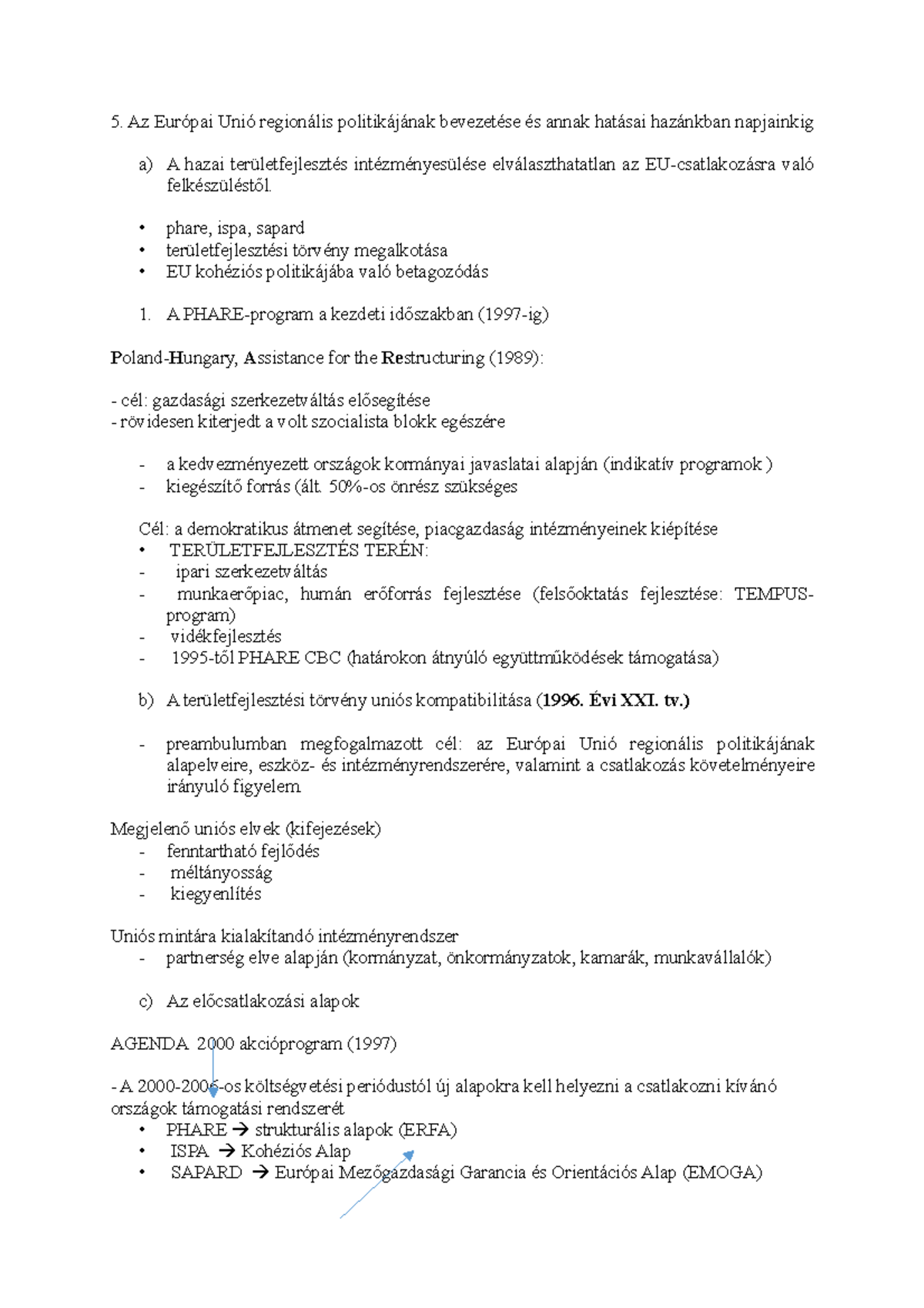 Reg Pol 5. Az Európai Unió regionális politikájának bevezetése és annak ...