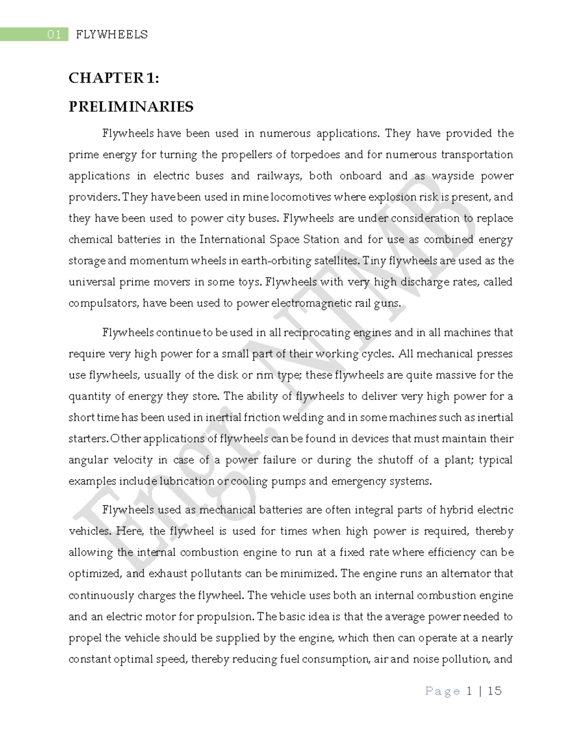01 Flywheels - Machine Design 2 - CHAPTER 1: PRELIMINARIES Flywheels ...