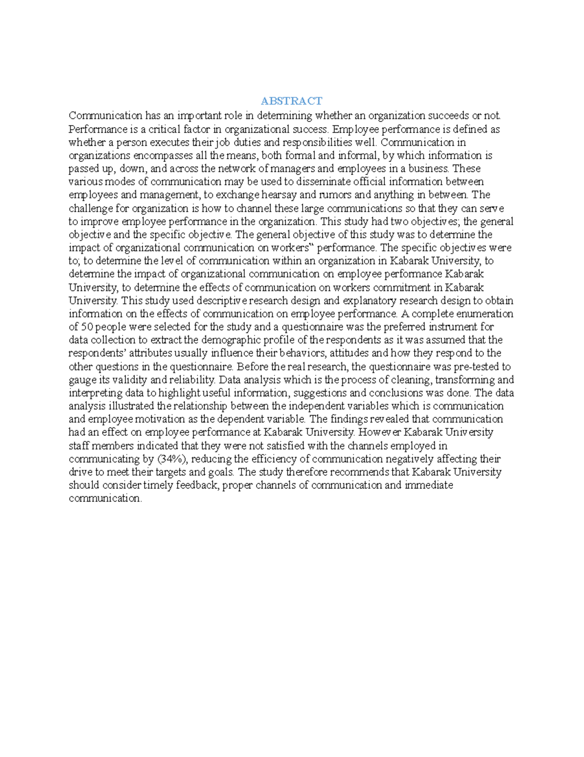 Linda - ABSTRACT Communication has an important role in determining ...