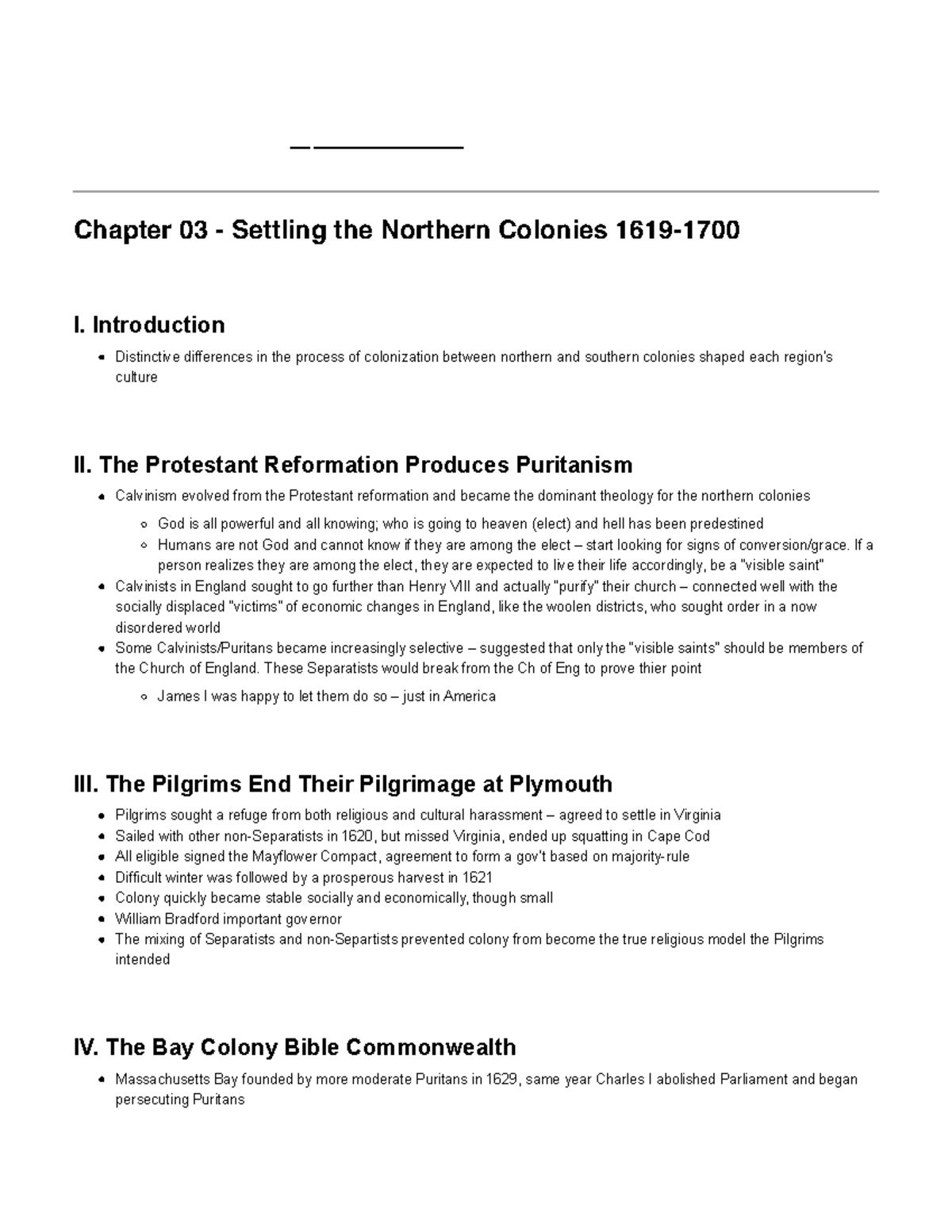 Chapter 03 - Settling the Northern Colonies 1619-1700 - Chapter 03 - Settling the Northern ...