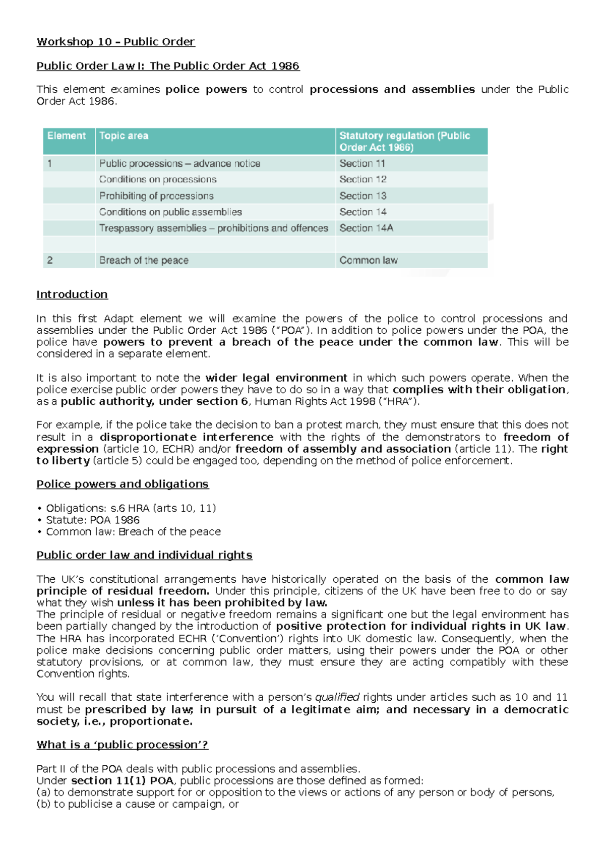 Workshop 10 - Public Order - Workshop 10 – Public Order Public Order ...