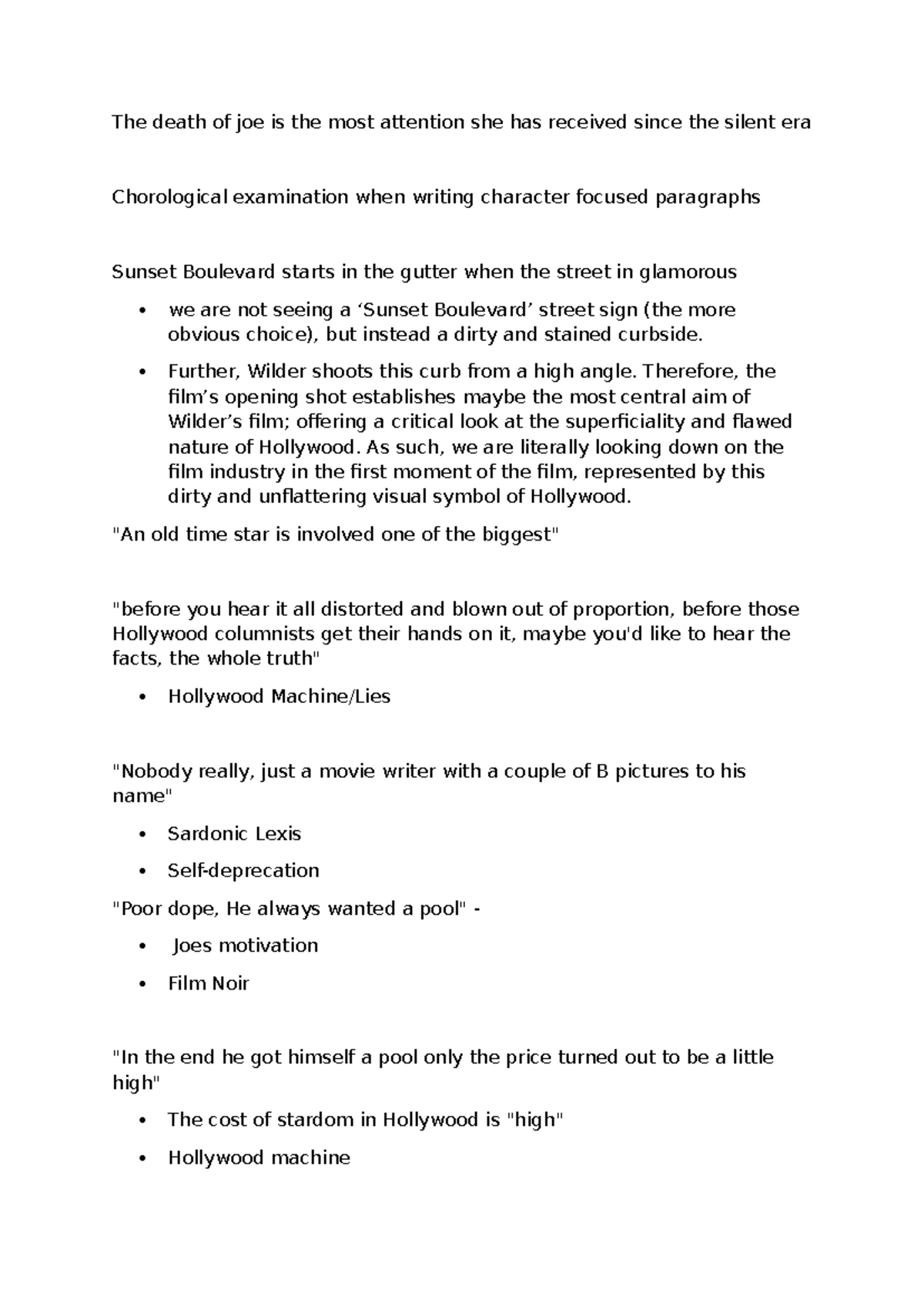 Sunset Boulevard Notes and Quotes - The death of joe is the most ...