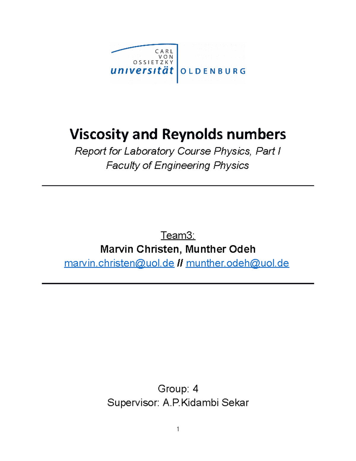 Viscosity and Reynolds numbers - Viscosity and Reynolds numbers Report ...