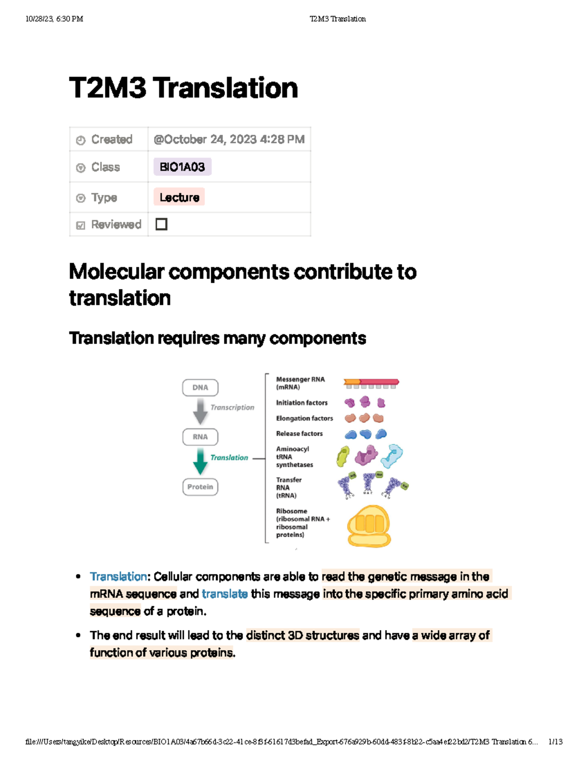 T2M3 Translation web module - T 2 M 3 Translation Created Class BIO 1 A ...