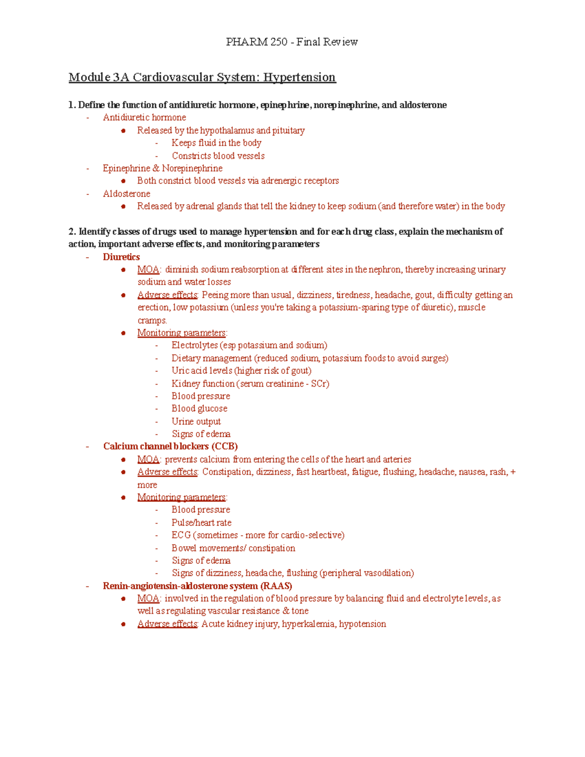 250 - Module 3 - Module 3A Cardiovascular System: Hypertension 1 ...