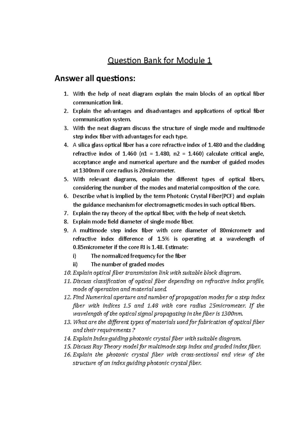 Question Bank For Module 1 17EC82 Question Bank For Module 1 Answer