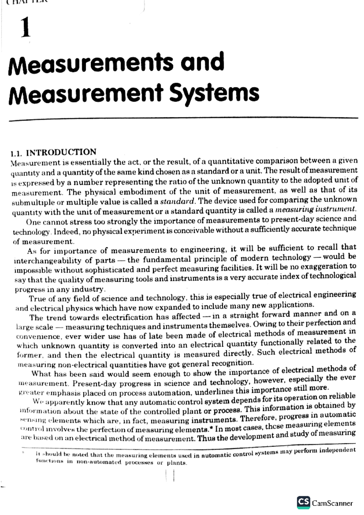 INSTRUMENTATION - 1 Measurements and Measurement Systems 1. INTRODUCTION Measurement is ...