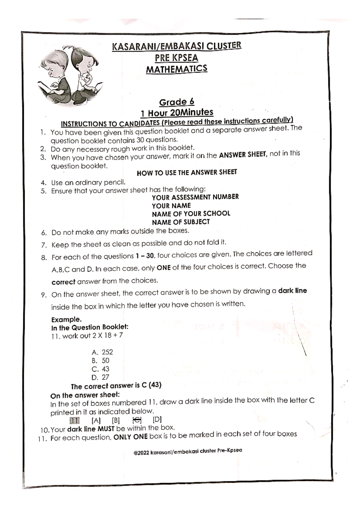 Mathematics Grade 6 - To gave a better revision - CLUSTER PRE KPSEA ...