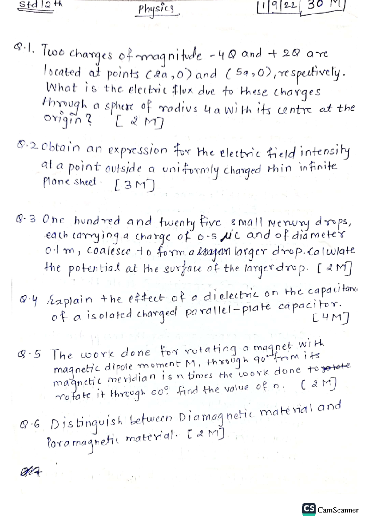 Physics 1 question paper - CamScanner CamScanner - Studocu