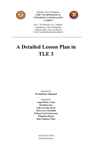 Final-DLP-TLE-Group 2 - DETAILED LESSON PLAN (DLP) IN EPP Grade: FOUR Quarter: 2 Week: 1 Day ...