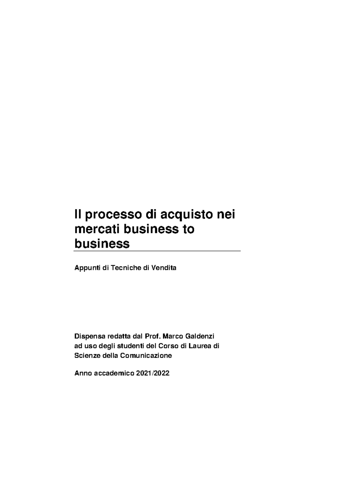 2 il processo di acquisto nei mercati B2B 22 - Il processo di acquisto ...