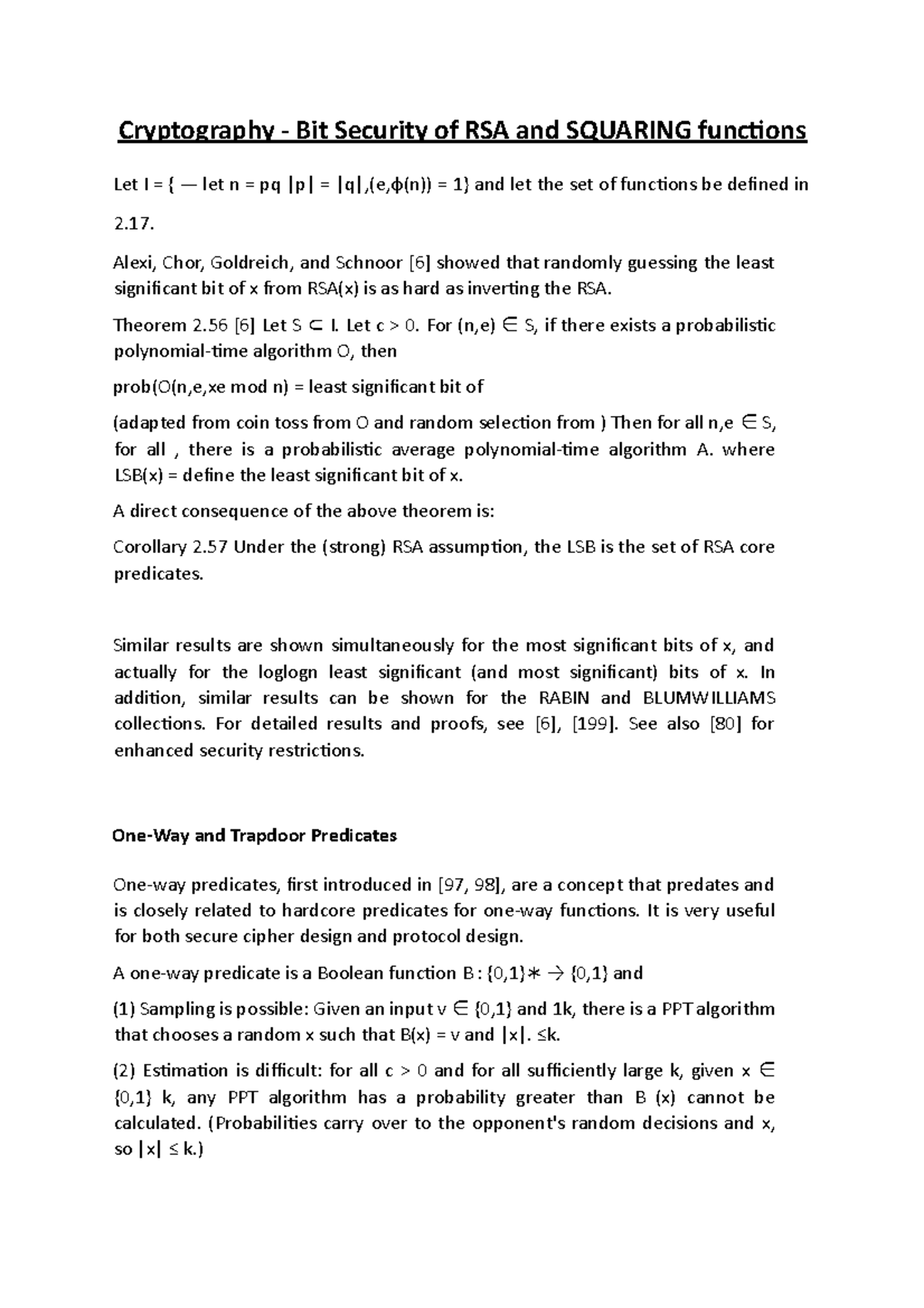 Cryptography - Bit Security of RSA and Squaring functions ...