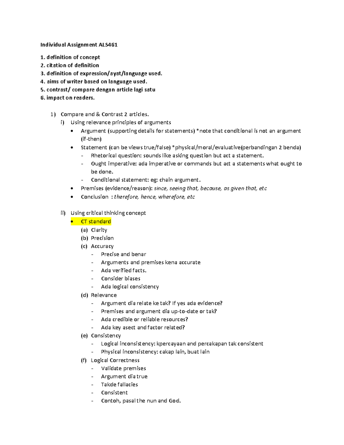 Info individual assignemnt - Individual Assignment ALS definition of ...