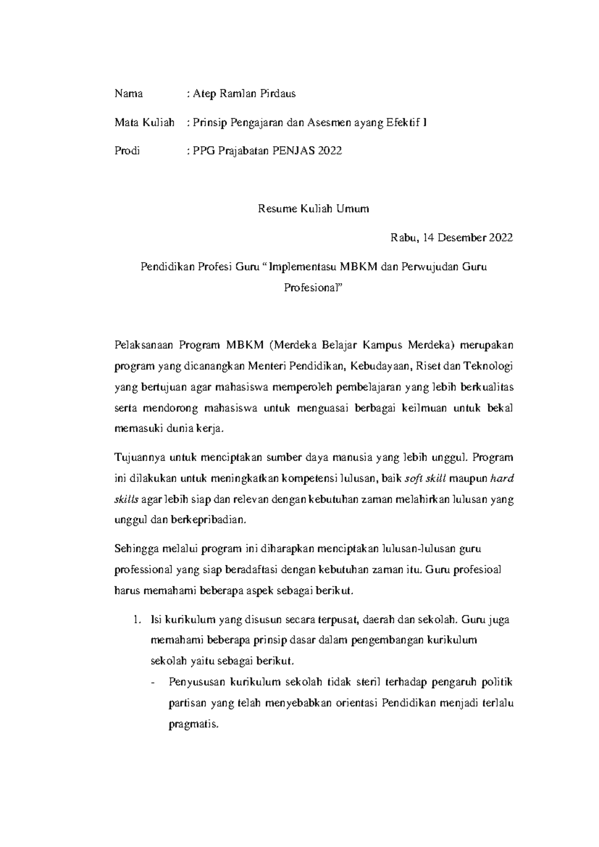 Atep Ramlan Pirdaus (Resume Kuliah Umum) - Nama : Atep Ramlan Pirdaus ...