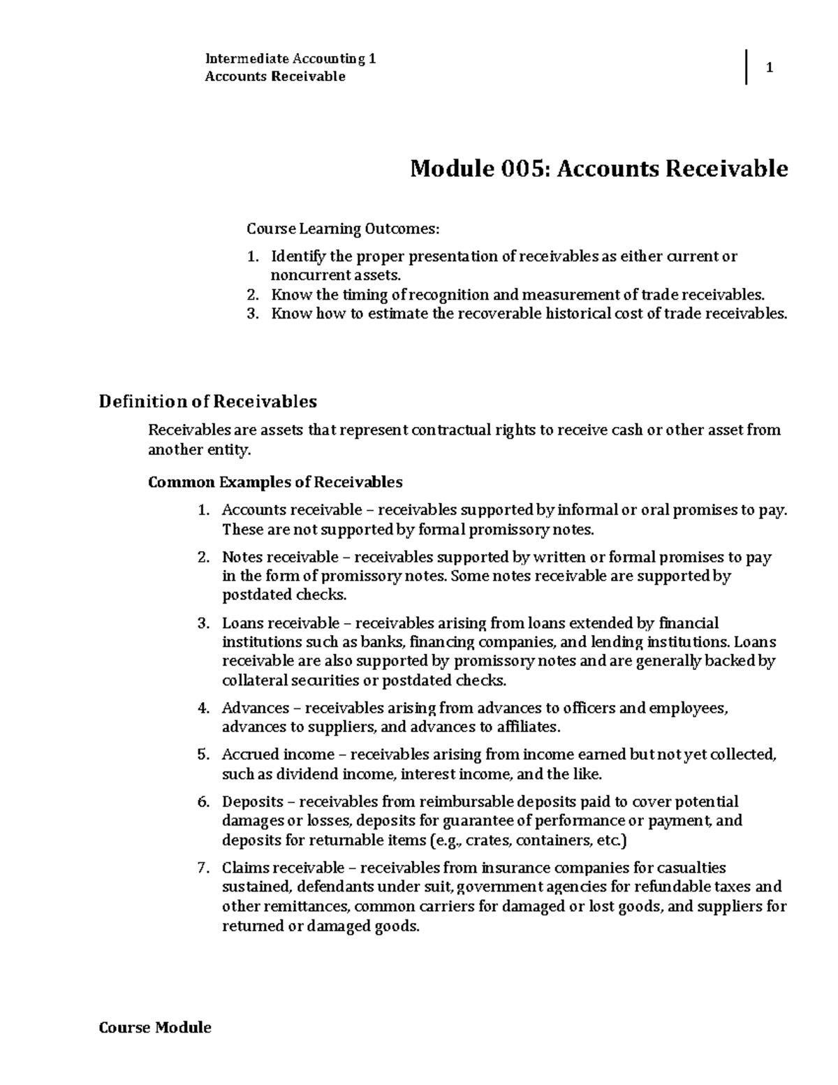 Week 6 - Lesson 5 Accounts Receivable - Intermediate Accounting 1 ...