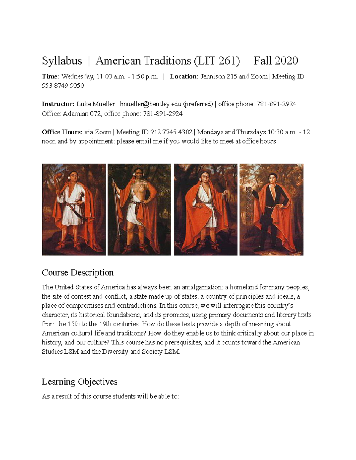 Syllabus - Fall 2020 - American Traditions - LIT 261 - Syllabus ...