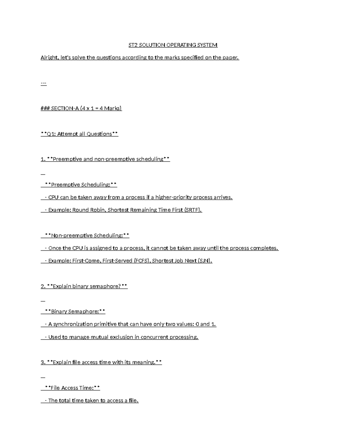 Solution Operating System St2 Solution Operating System Alright Lets Solve The Questions