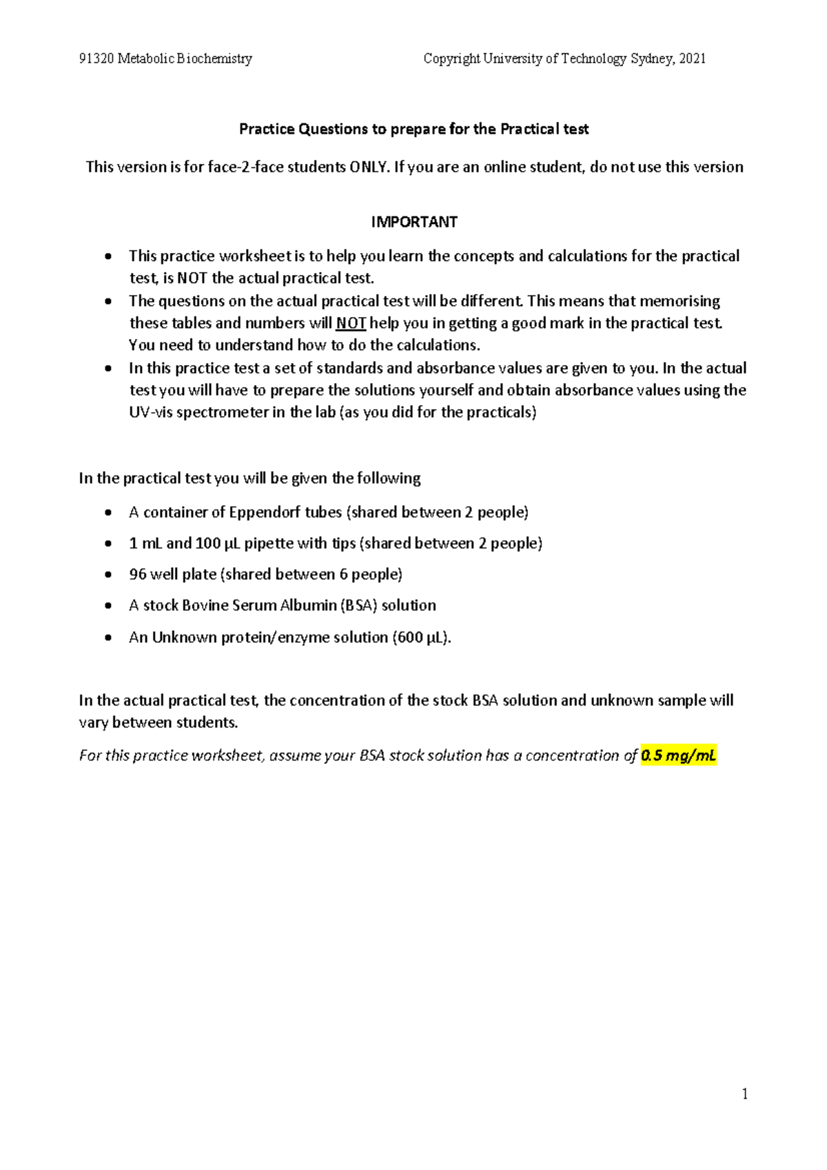 Metabolic Biochem Sem1 2021 Practical test new3 mock - Practice ...