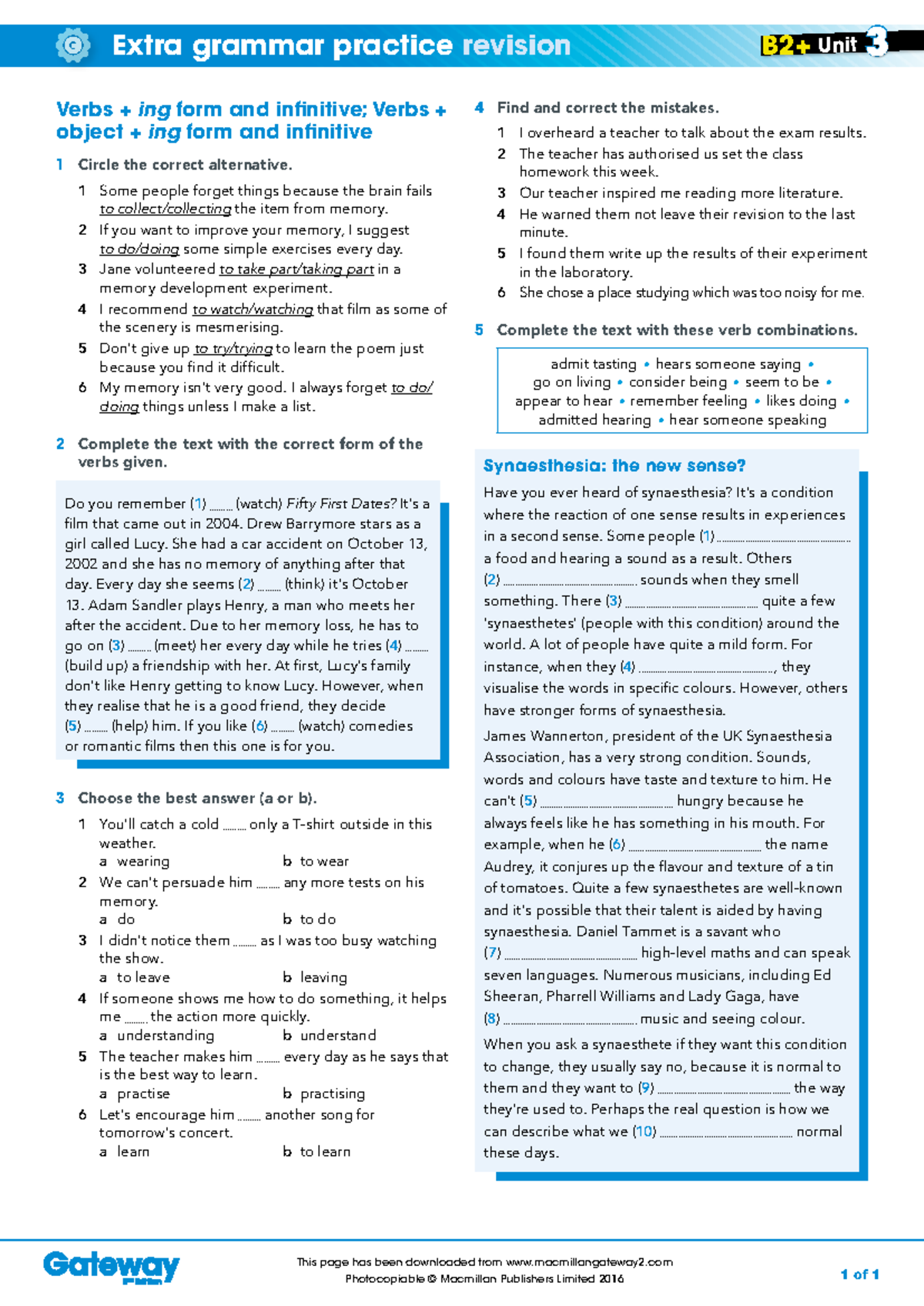 B2 unit 3 extra grammar practice revision - B2+Unit This page has been ...