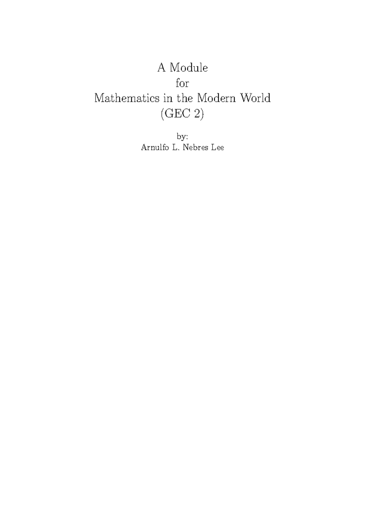 GEC2 Module - math - A Module for Mathematics in the Modern World (GEC ...