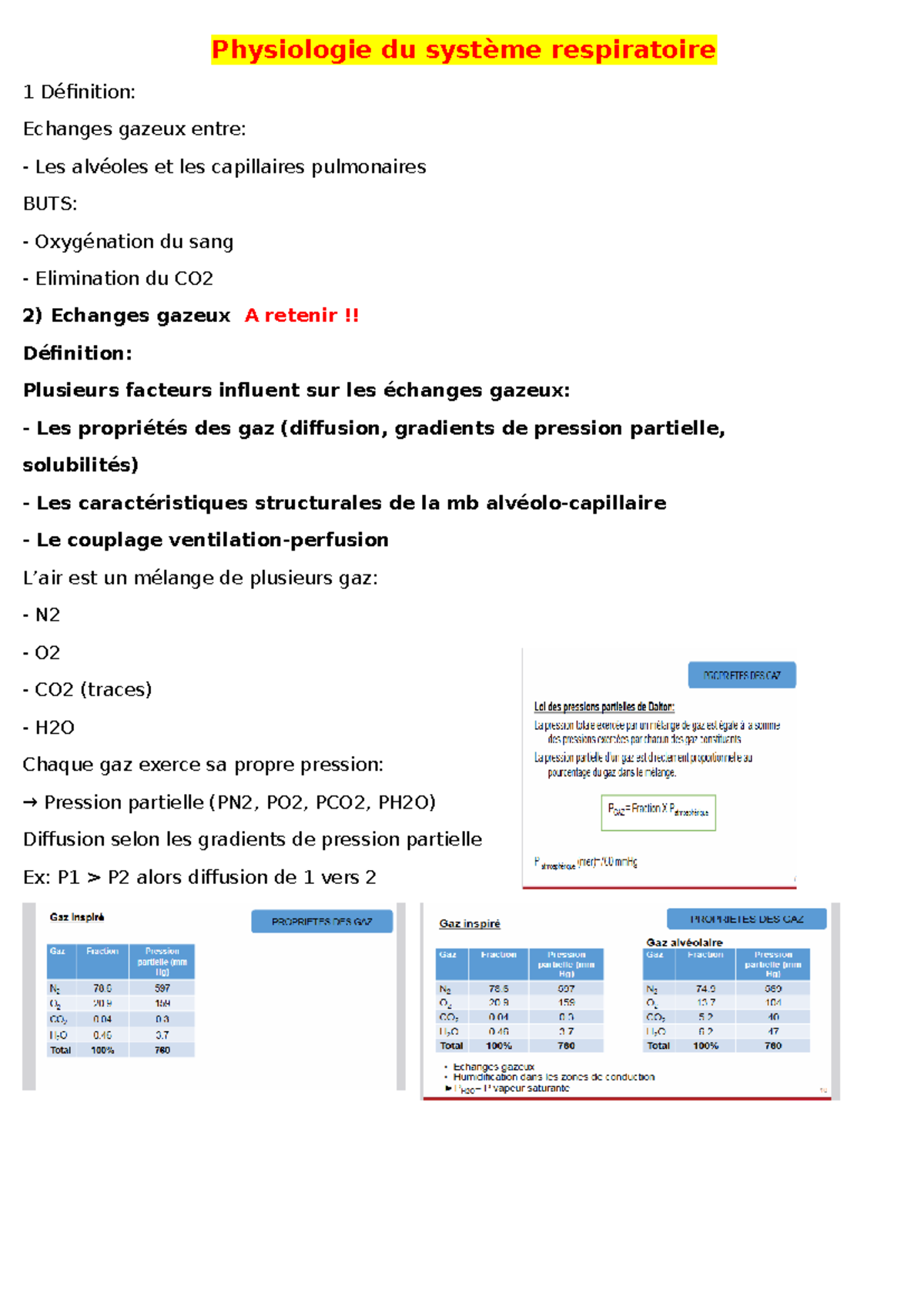 Systeme respiratiore 3 - Physiologie du système respiratoire 1 ...