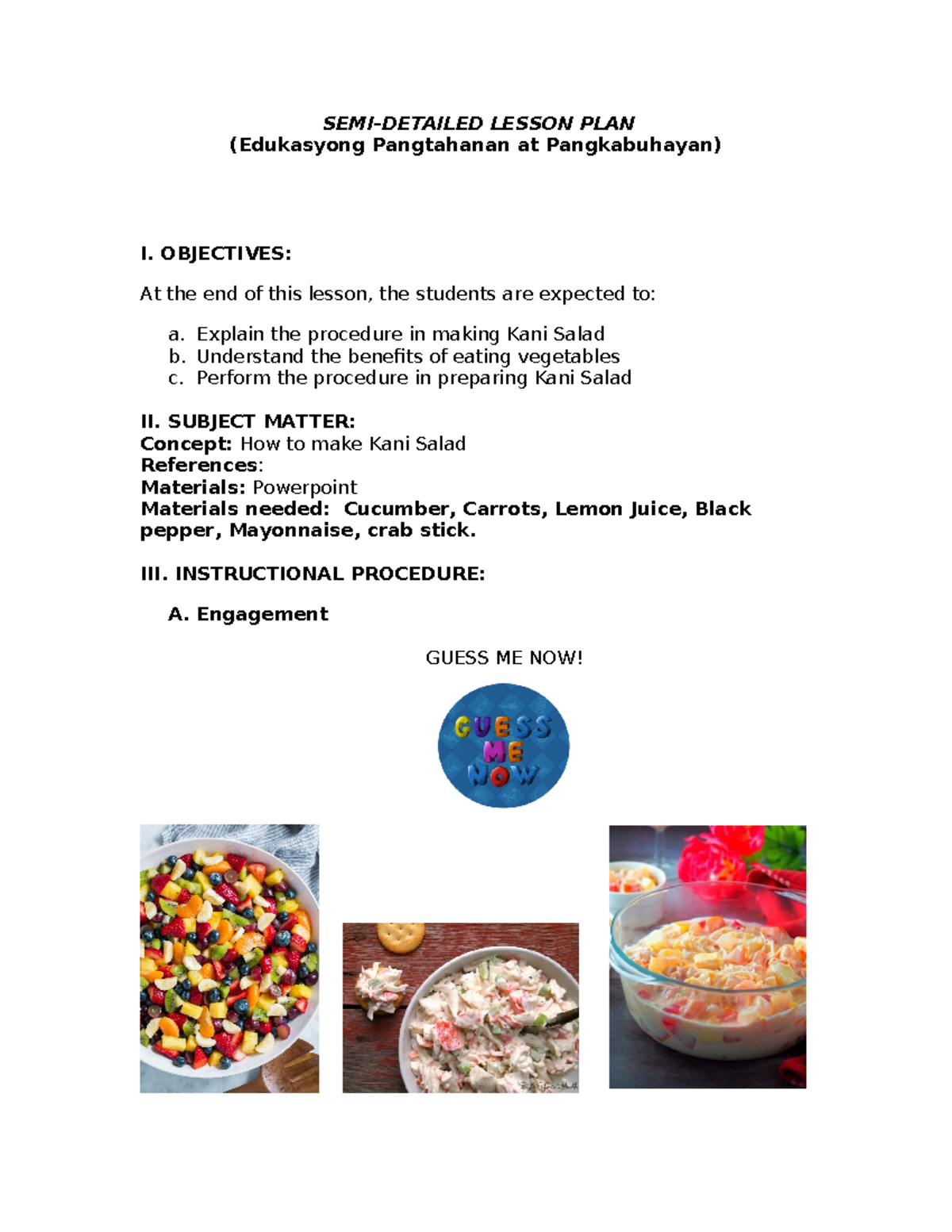 EPP- Asuncion - Semi detailed - SEMI-DETAILED LESSON PLAN (Edukasyong ...