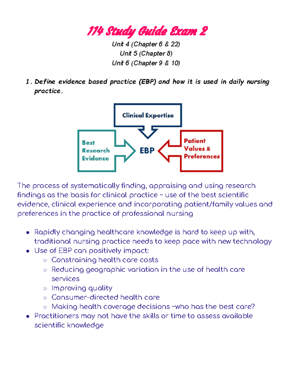 Management Study Guide Exam 2- FA23 - 114 Study Guide Exam 2 Unit 4 ...