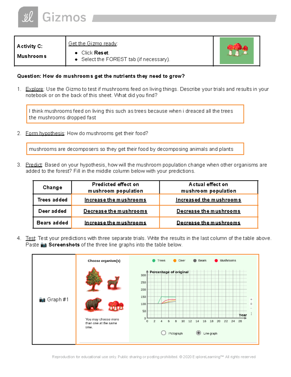 Forest Ecosystem SE-Part C - Activity C: Mushrooms Get the Gizmo ready ...