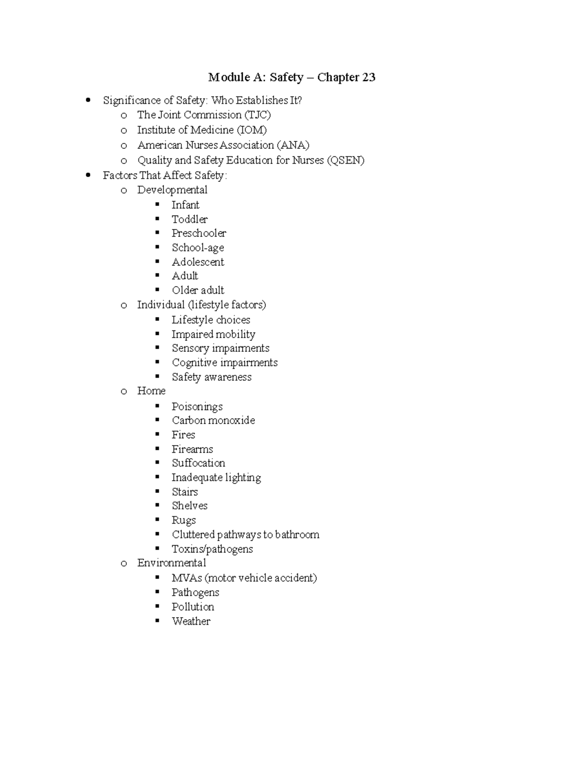 Module A Safety - Lecture notes 1 - Module A: Safety – Chapter 23 ...