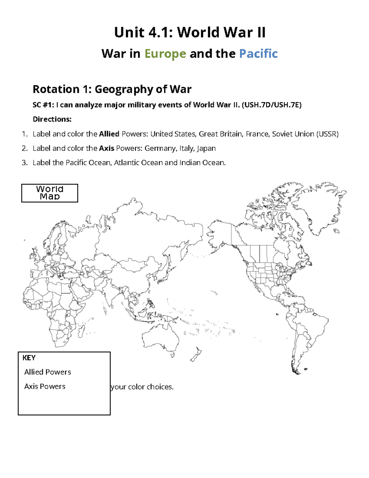 WWII Abroad Playlist Learning Log - Unit 4: World War II War in Europe ...