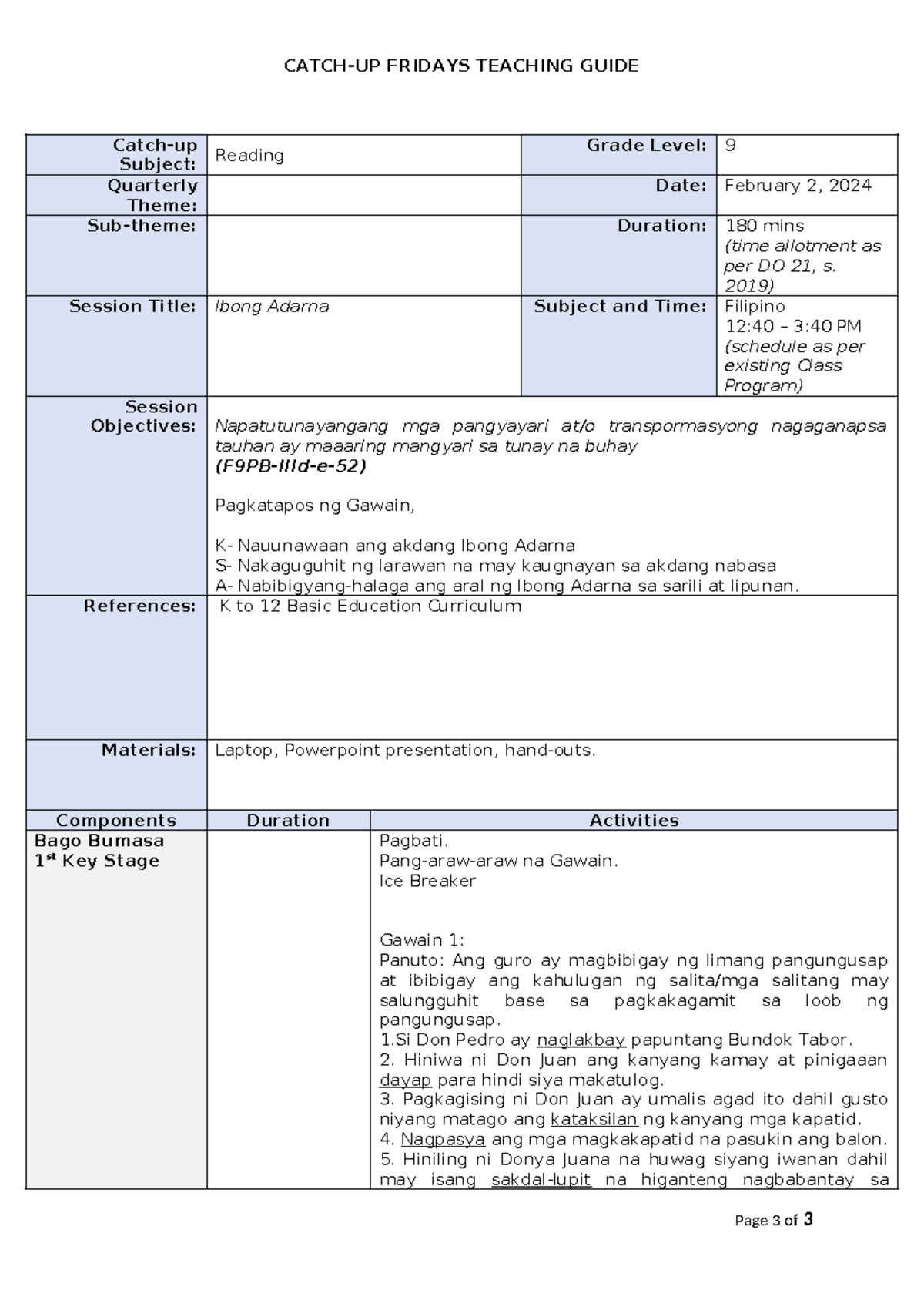 CUF- Reading-WEEK1 - Catch-up Fridays - CATCH-UP FRIDAYS TEACHING GUIDE ...
