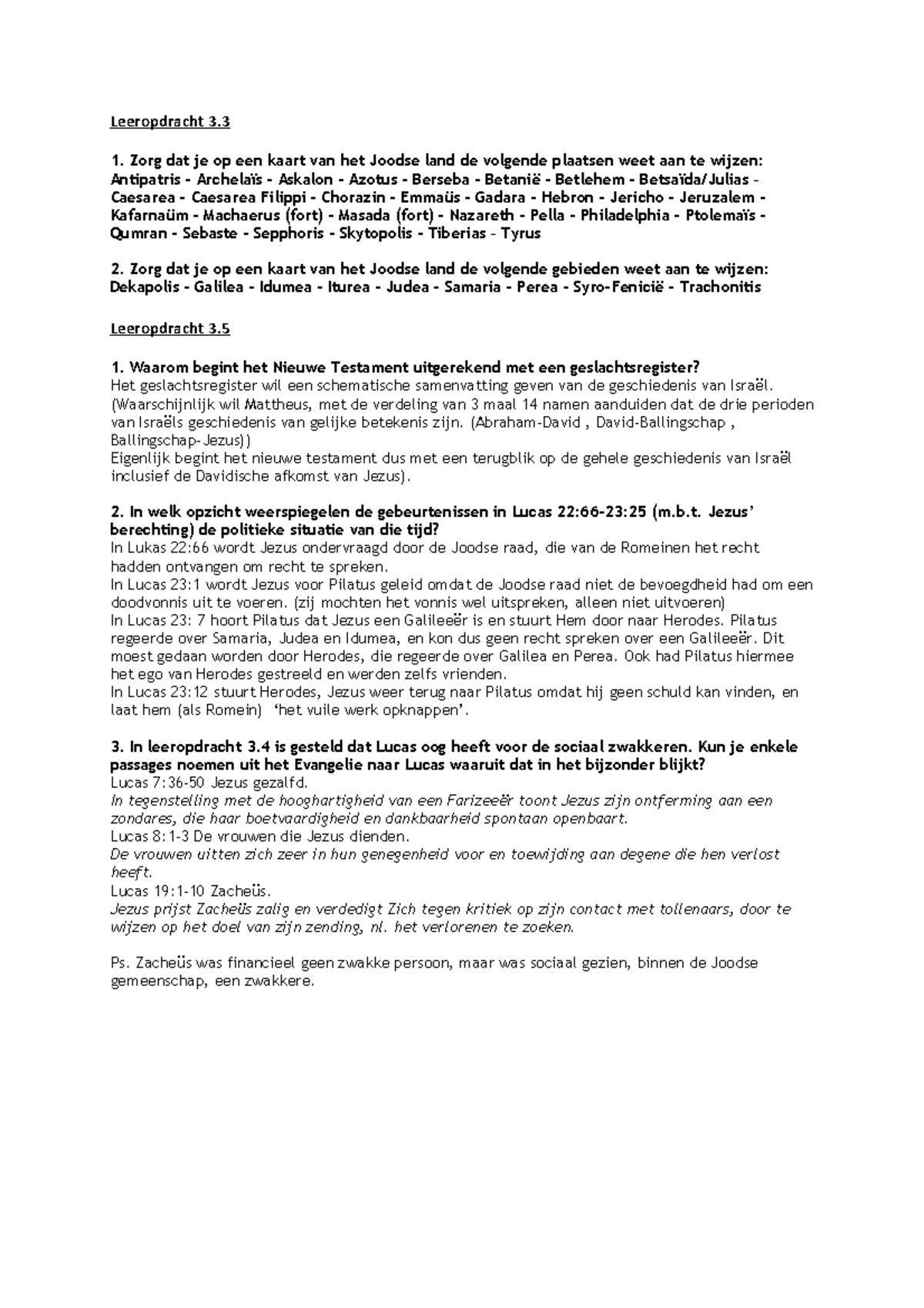Leertaak 3 - LT3 - Leeropdracht 3. 1. Zorg dat je op een kaart van het Joodse land de volgende ...
