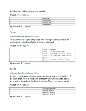 FINAL 14 April 2018, questions and answers - BIOL 1000 – BIOLOGY ...