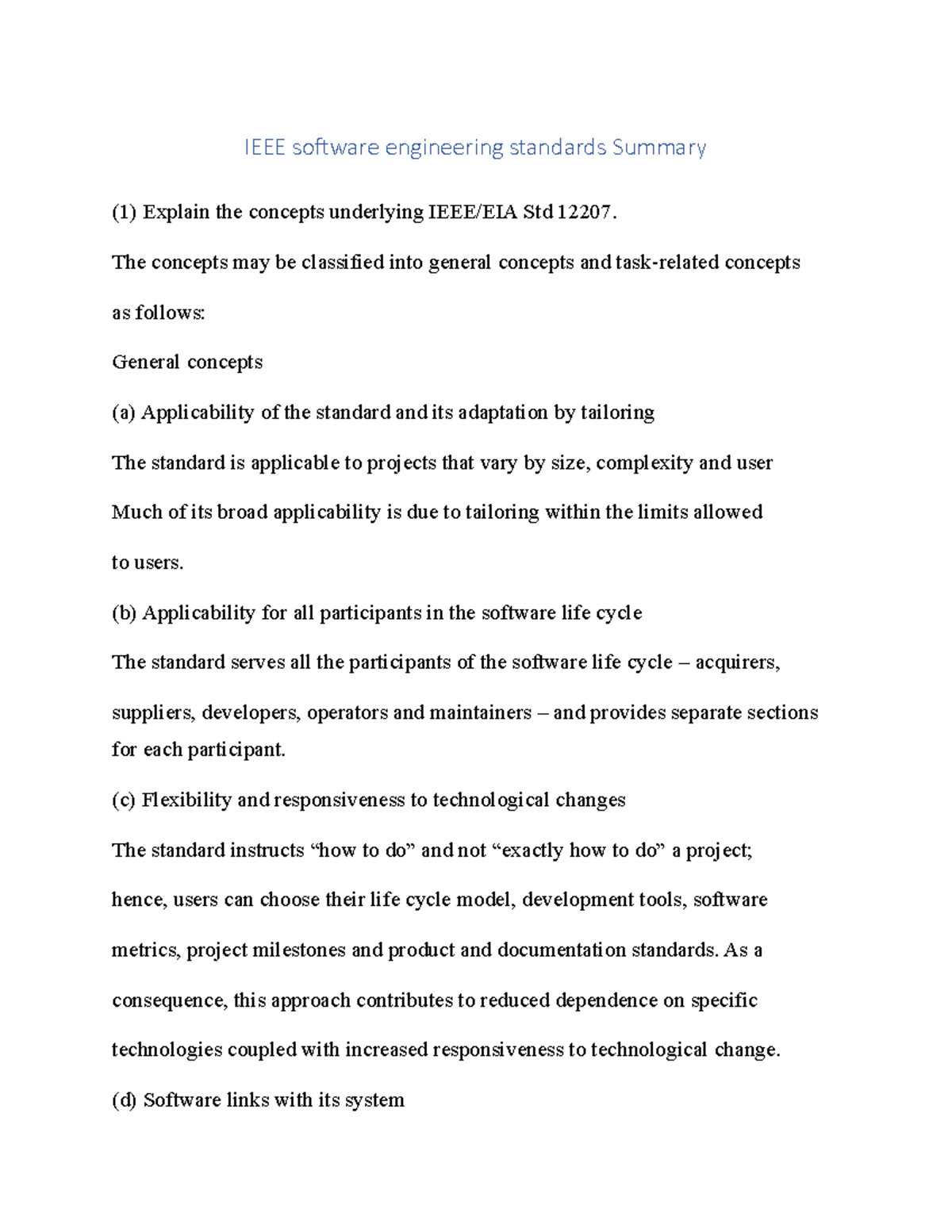 IEEE software engineering standards Summary - The concepts may be ...