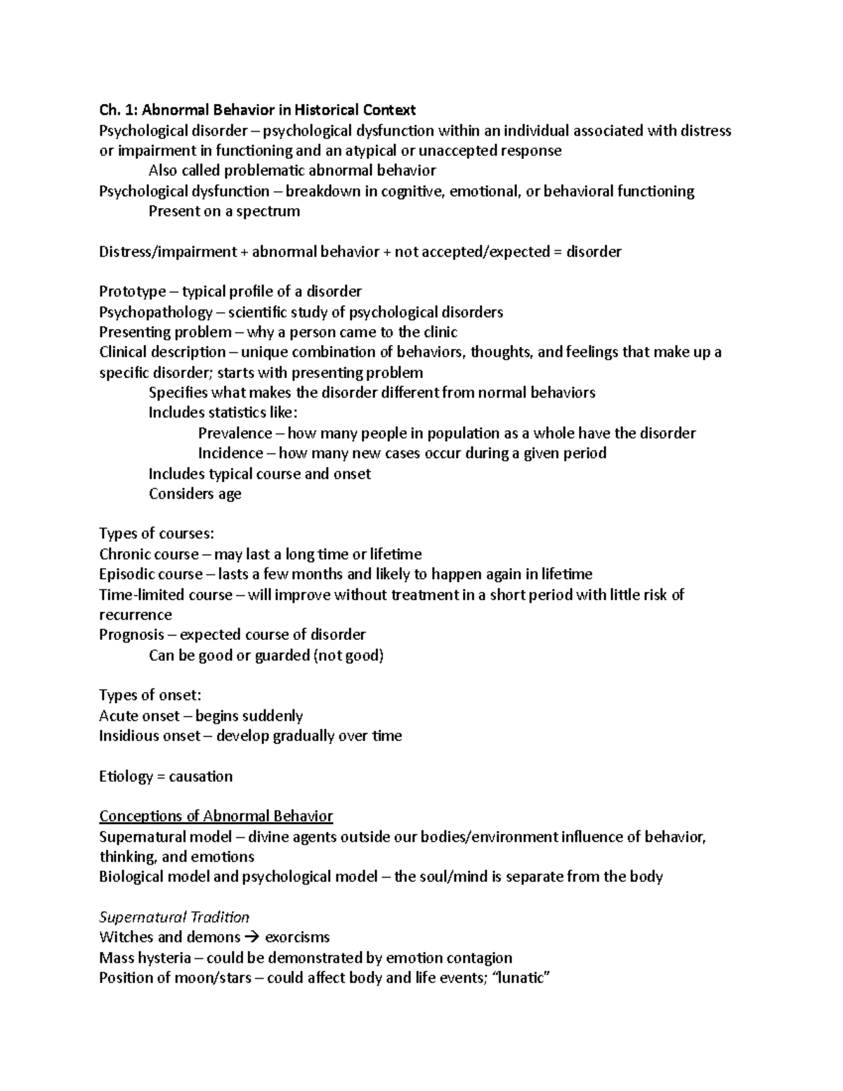 Ch 1 Notes Lecture 1 Ch 1 Abnormal Behavior In Historical Context ch-1-notes-lecture-1-ch-1-abnormal-behavior-in-historical-context