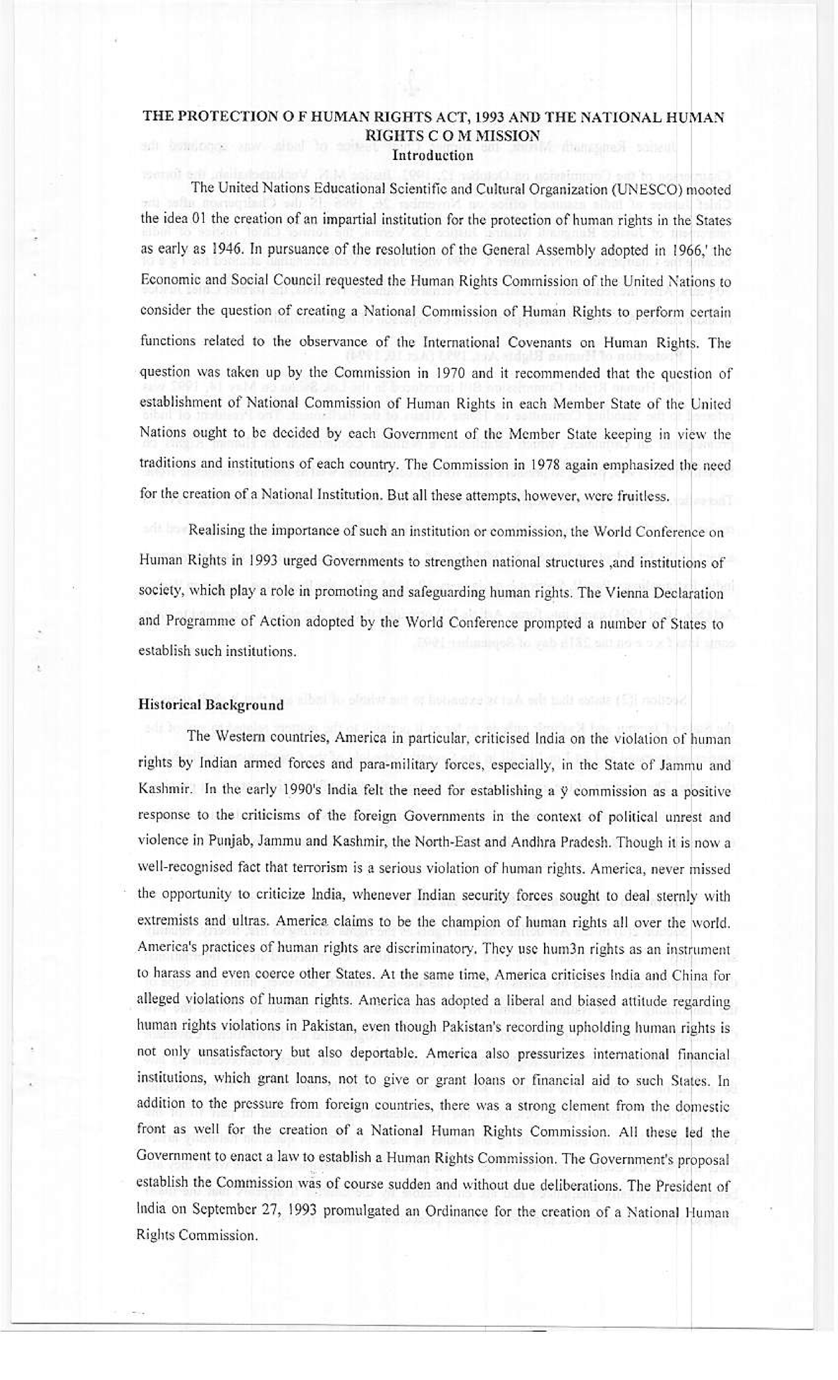 The Protection of Human Rights Act 1993 - ####### THI PROTECTTON ...