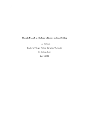 Task 1 - Task 1 of D166 - Dl66-Foundations of Education Task 1 For my ...