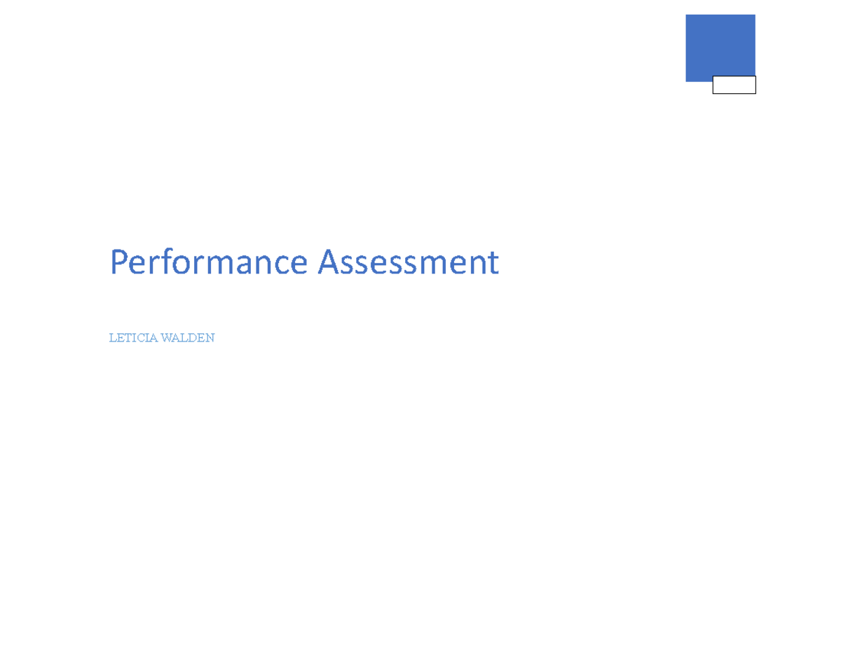 Psych for Educators Task C913 - Performance Assessment LETICIA WALDEN ...