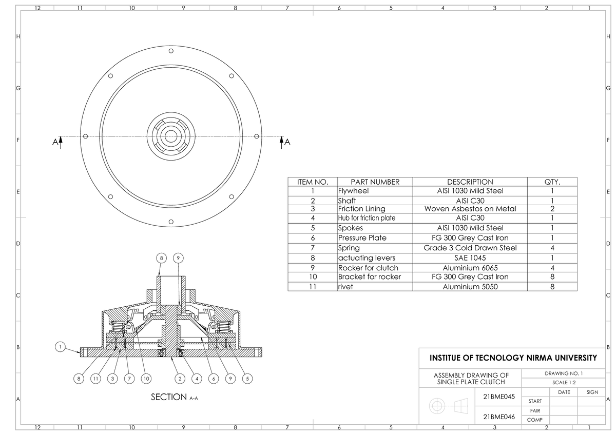 Assembly Drawing - A A SECTION A-A 8 9 8 11 3 7 10 2 4 6 9 5 1 ITEM NO ...