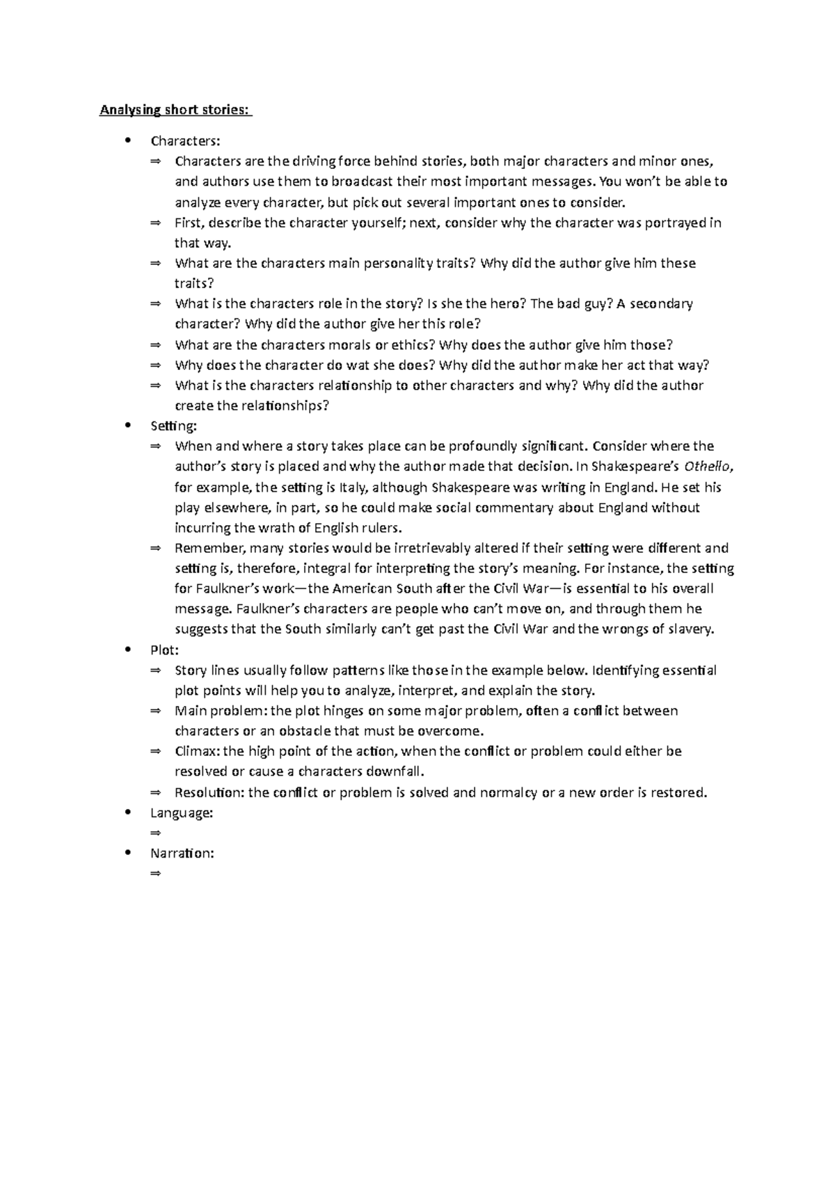 Analysing short stories - You won’t be able to analyze every character ...