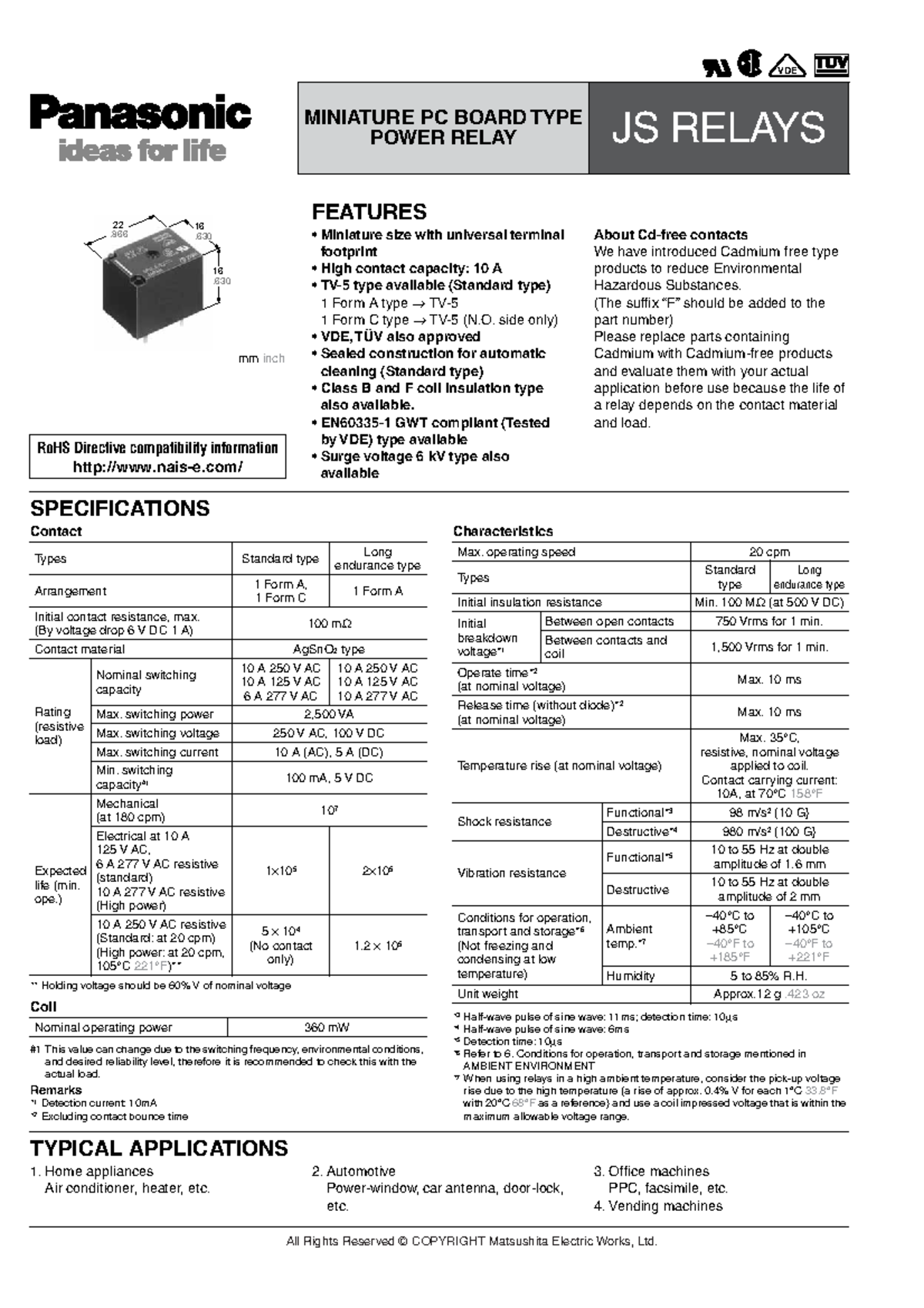 JS1-48V-F Datenblatt technische Daten - JS SPECIFICATIONS TYPICAL ...