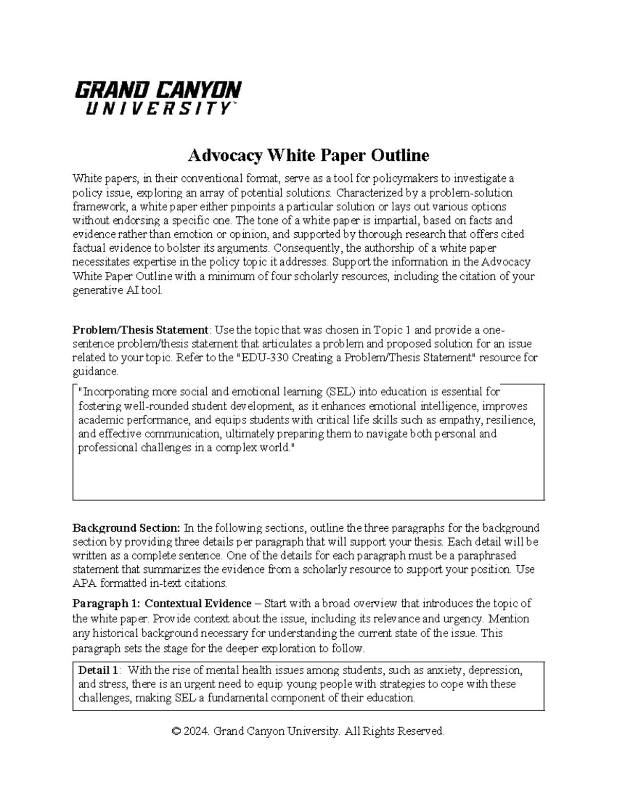 EDU-330-RS-T3-Advocacy White Paper Outline - Advocacy White Paper ...