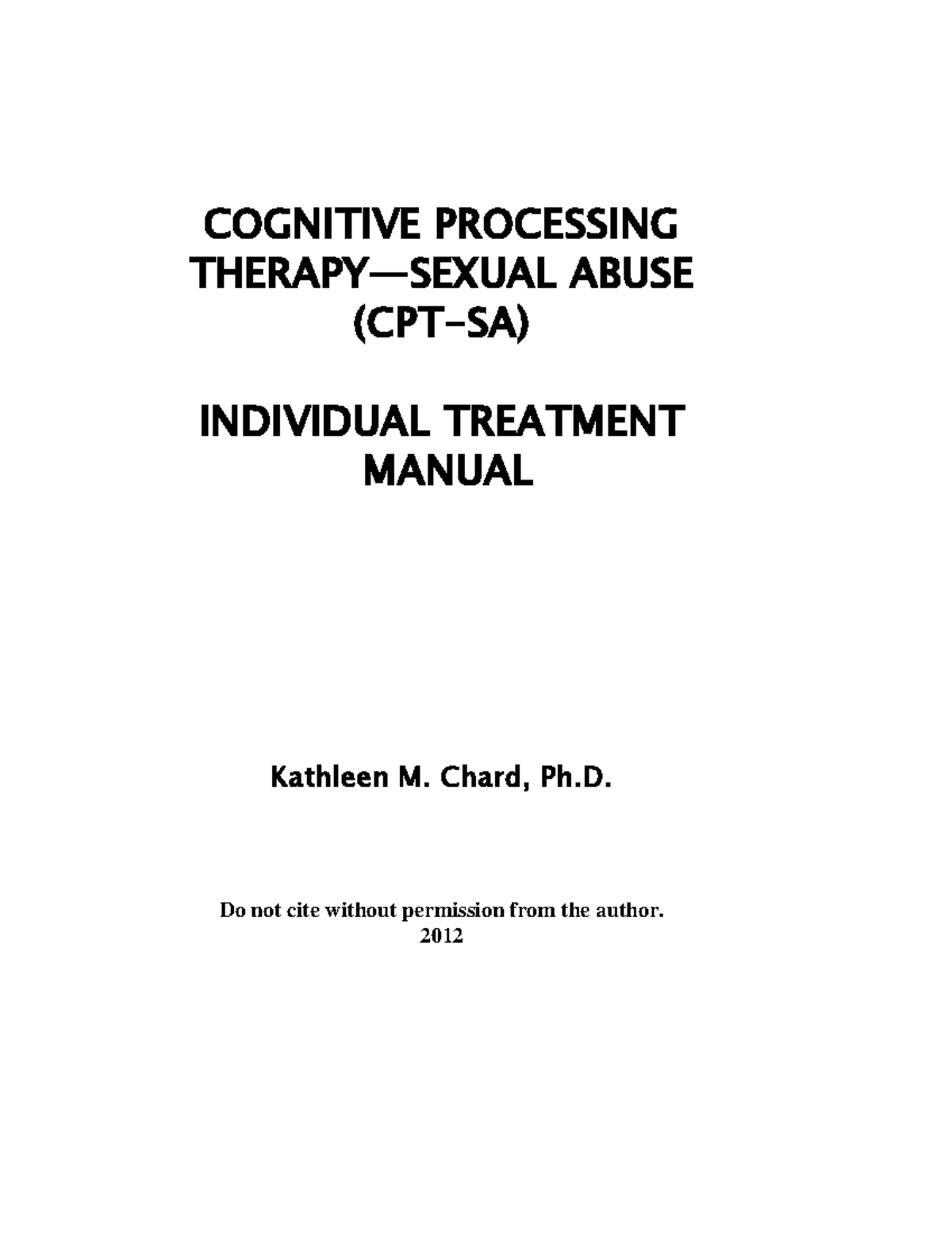 cpc exam preparation - COGNITIVE PROCESSING THERAPY—SEXUAL ABUSE (CPT-SA) INDIVIDUAL TREATMENT ...