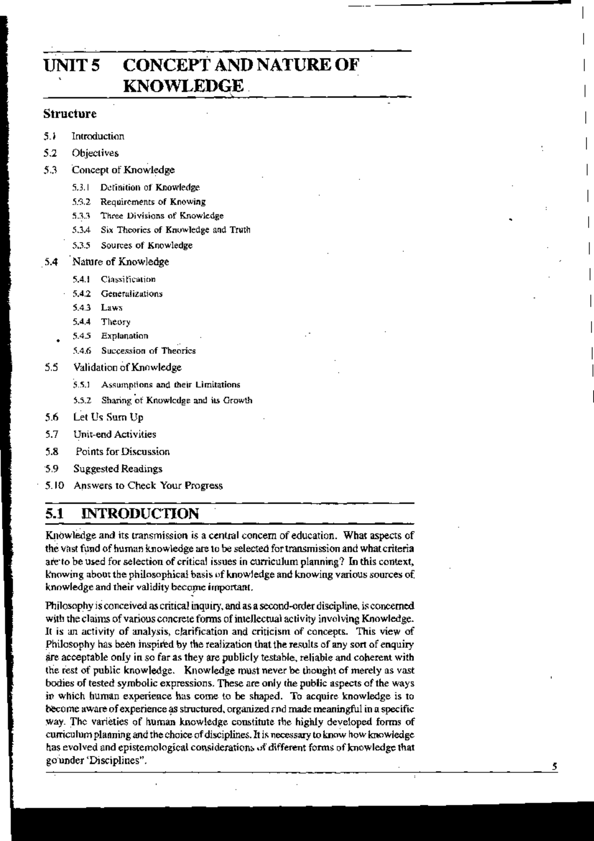 Unit-5 - Nature of knowledge is a central concern of education - UNIT 5 CONCEPT AND NATURE OF ...