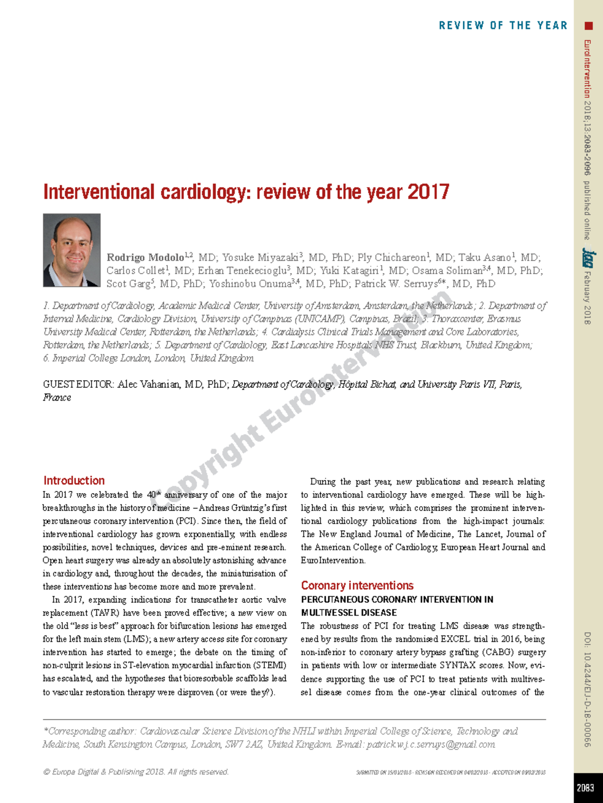 Interventional cardiology review of the year 2017 - R E V I E W O F T H ...