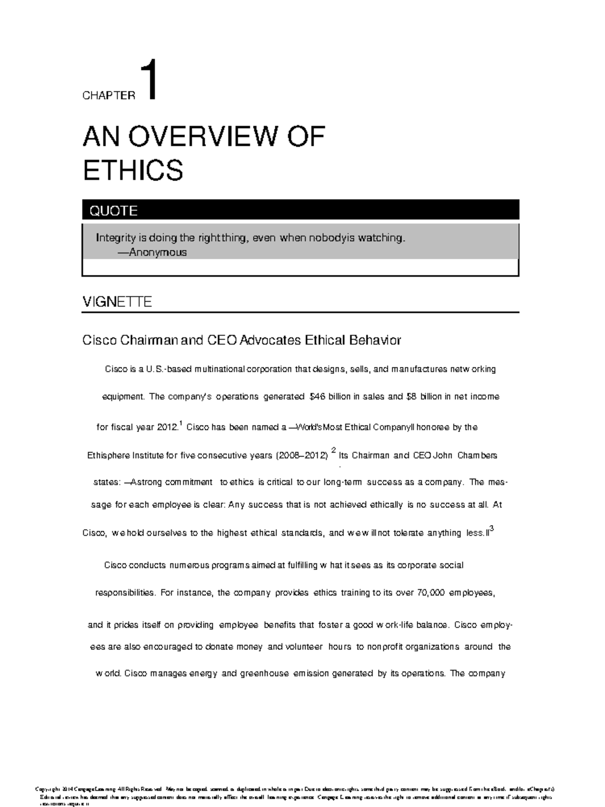 Intro to Ethics - CHAPTER 1 AN OVERVIEW OF ETHICS Copyright 2014 ...