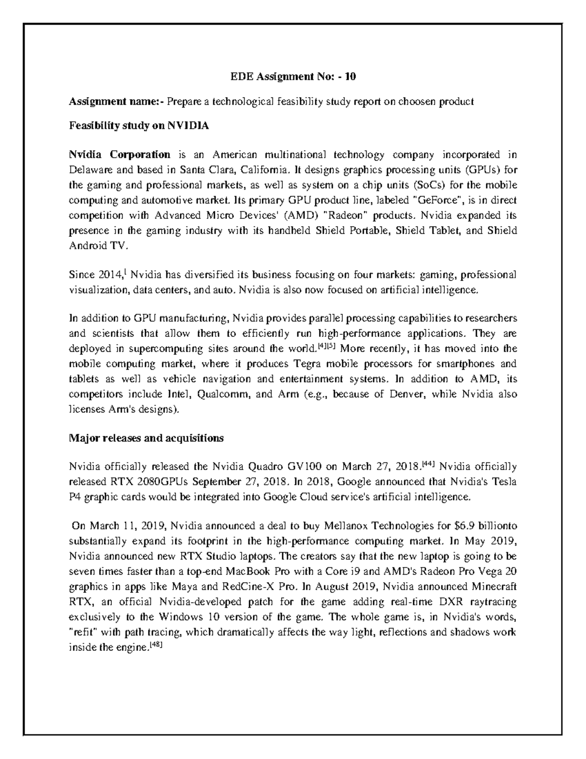 Assignment-10 - EDE Assignment No: - 10 Assignment name:- Prepare a technological feasibility ...