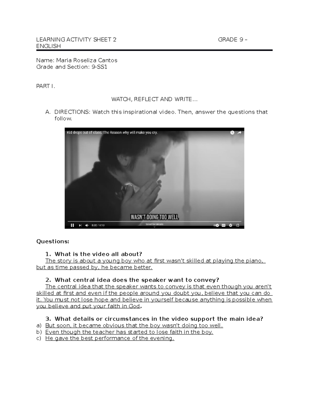 Learning Activity Sheet 2 - Education - Studocu